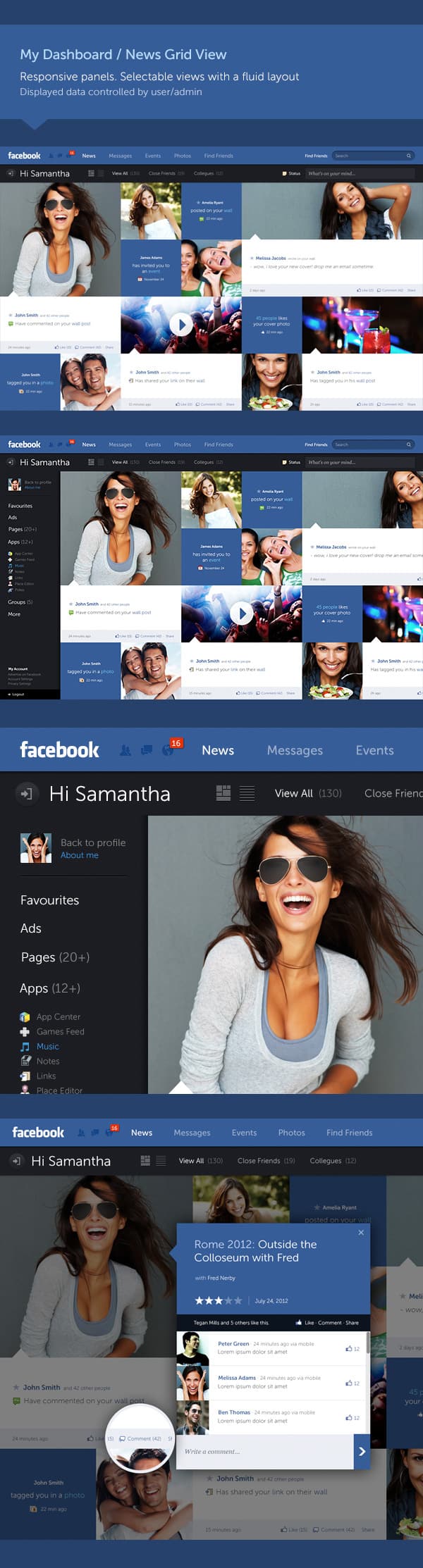 Beautiful Facebook Redesign Concept - Airows