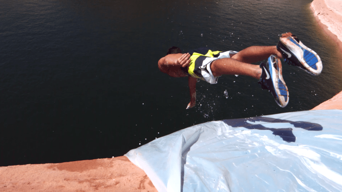 Watch These Guys Slip 'N Slide Off A 50 Foot-Cliff - Airows