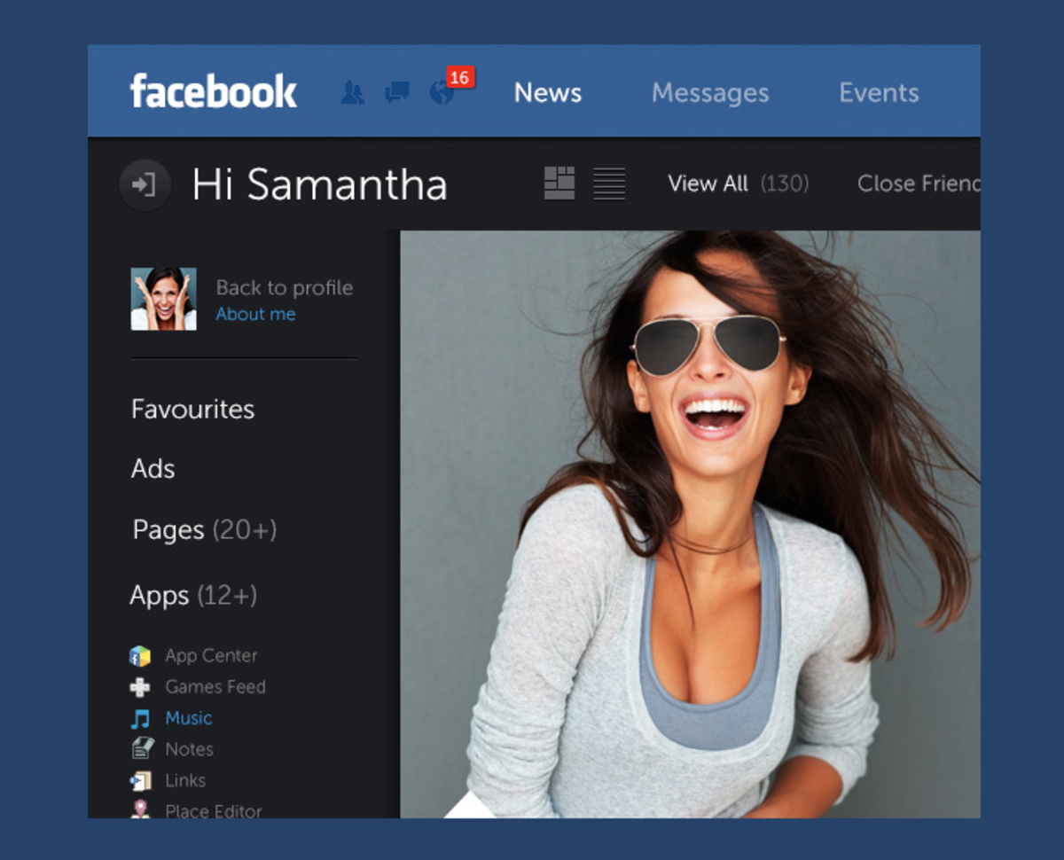 Beautiful Facebook Redesign Concept - Airows